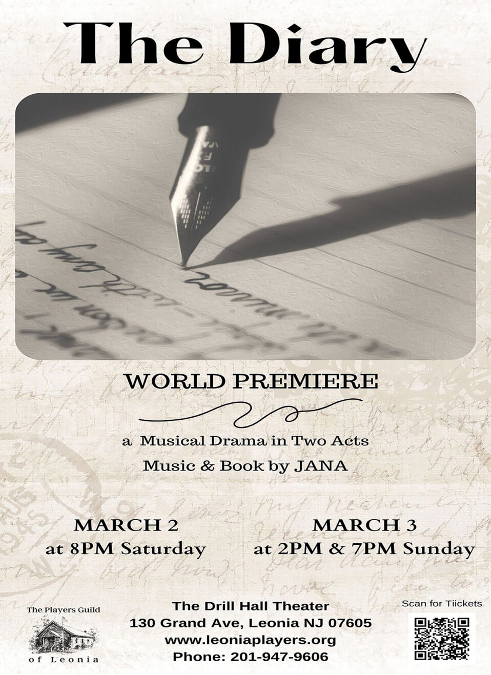 Leonia Arts – Leonia Players Guild presents the Wold Premiere: The Diary